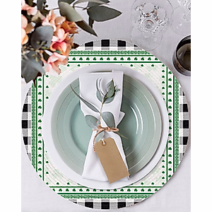 15" Round Braided Placemats Set of 2 St. Patrick Clover Shamrocks Classic Woven Place Mats Table Mats Set-Thick Heat Resistant Kitchen Trivet Hot Pads Pot Holder for Dining Tables