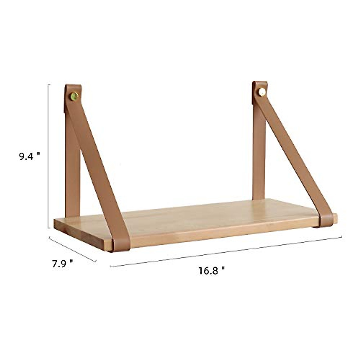 FRIADE PU Leather Strap Shelves,Wall Floating Shelf, Storage Rack for Kitchen,Living Room,Bedroom,Study,Set of 2