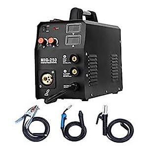 HZXVOGEN MIG Welder 110V/220V 250Amp Dual Voltage Aluminum 4 IN 1 Welding Machine IGBT Lift Tig Gas Gasless Stick Arc MMA Welding Machine No Gas Self- shielded Home Use Factory Machine (MIG250DP)