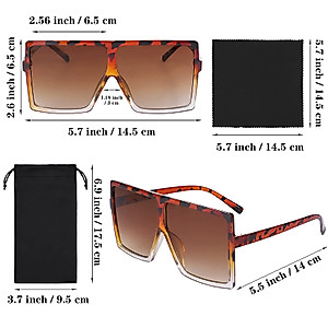 URATOT 8 Pieces Oversized Square Sunglasses Big Women Sunglasses Retro Flat Top Fashion Shades Sunglasses