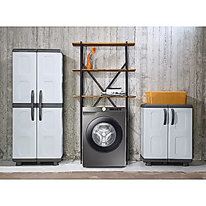 Homeplast Electra 55 lb. Capacity Indoor Outdoor Storage Cabinet for Balcony or Garage with 2 Moveable Shelves, Gray/Anthracite