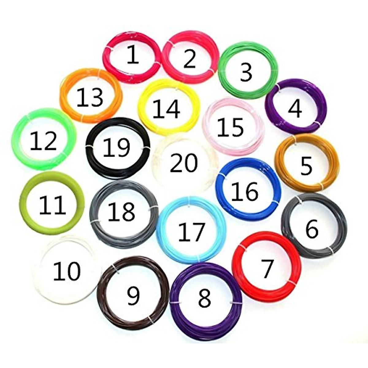 3D Pen / 3D Printer Filament PLA 1.75mm Plastic 328 Linear Feet. Pack of 20 Colors Filaments 16.4 ft Each. Each Color in a Separate Vacuum Sealed Pack for Easy use