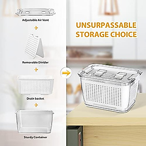 Fruit Storage Containers for Fridge, 3 Pack Produce Saver Containers 10 Pack BPA FREE Reusable Freezer Bags, Vegetable Fruit Container Storage Reusable Lunch Bag for Meat Fruit