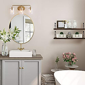 KSANA Gold Vanity Lights, 3-Light Modern Bathroom Light Fixture with Seeded Glass Shade