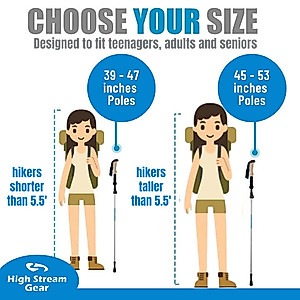 Walking Sticks for Women - 14.5" Foldable Hiking Poles for Backpacking, Exercising and Traveling, Set of 2 Aluminum Nordic Collapsible Trekking Poles (100-120cm, Light Blue)