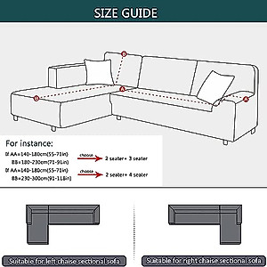 GUYIRT Jacquard Pattern Sectional Couch Cover, Solid Color Washable L Shape Sofa Covers, 2 Pieces Couch Slip Cover for Kids Pet Cat-Blue-2 Seater+4 Seater