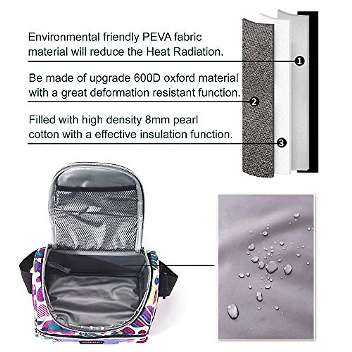 Kids Lunch Bag insulated Lunch Box Lunch Organizer Cooler Bento Bags for School Work/Girls Boys Children Student Women with Adjustable Strap and Zip Closure Travel Lunch Tote, Front Pocket (purple)