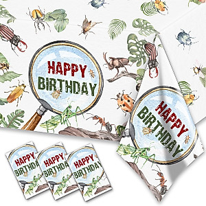 3Pcs Bugs Tablecloths-Bugs Birthday Party Decorations Ladybugs Reptile Themed Disposable Rectangular Plastic Table Covers for Kids Insect Happy Birthday Party Supplies