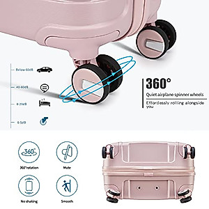 Somago 20IN Carry On Luggage and 14IN Mini Cosmetic Cases Travel Set Hardside Luggage with Spinner Wheels Lightweight Polypropylene Suitcase with TSA Lock (2-Piece Set (14/20), Nude Pink)