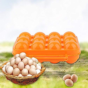 Egg Holder with Dust Proof & Double Side Plastic Storage Box Buckle for Protecting 12 Eggs(Orange)