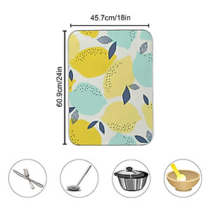 Microfiber Drying Pad for Kitchen Dining Table,16x18 Inch Non Slip Dish Drying Mat Citrus Lemon Fruits Kitchen Mats