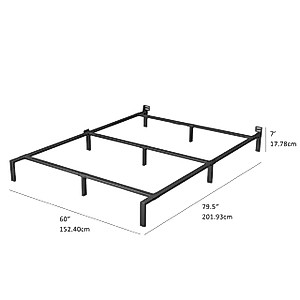 HUAXIN LUCKY Metal Bed Frame / 7 Inch Queen Support Bed Frame for Box Spring and Mattress, Heavy Duty Bed Base, Noise Free Platform Bed, Easy Assembly, Black