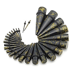 BOPREINA 28PCS Ear Stretching Kit Acrylic Tapers and Plugs O-Ring Gauges Expander Set Body Piercing Jewelry 14G-3/4