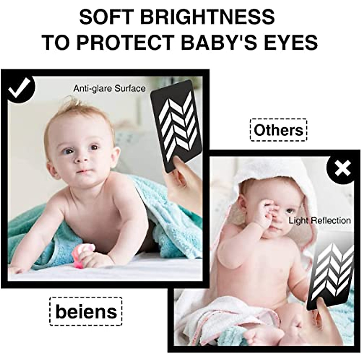 beiens High Contrast Baby Flashcards, Newborn Brain Development Toys, Visual Stimulation Learning Activity Cards, 20 PCs 40 Pages 5.5'' x 5.5'' Educational Infants Gift