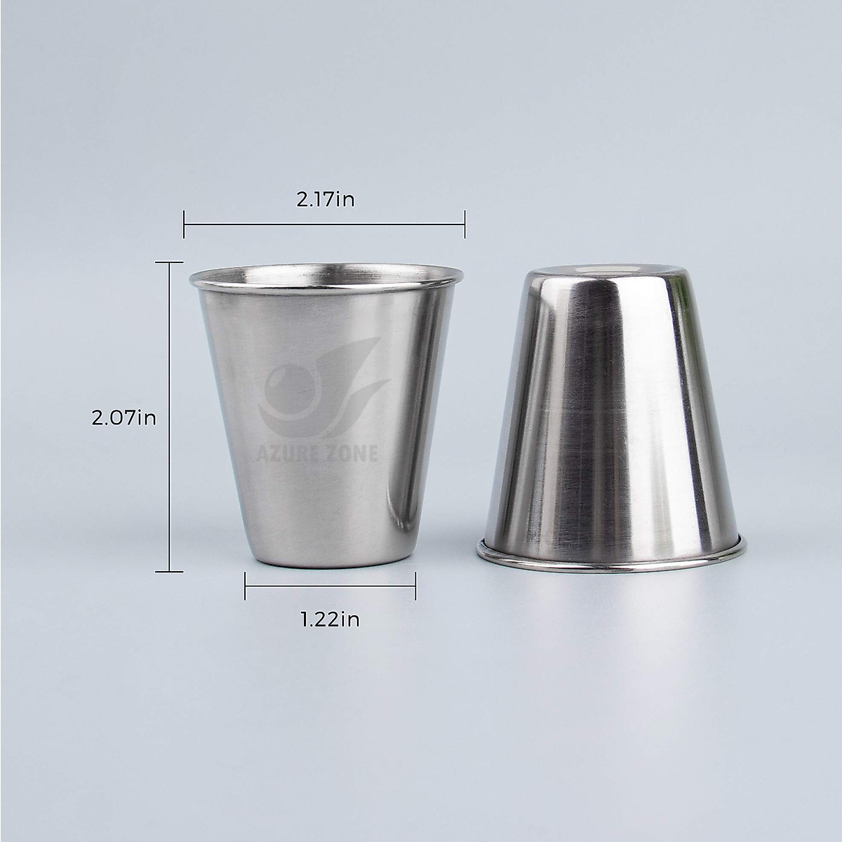 Azure Zone, 6 Pack Stainless Steel Shot Cups Metal Espresso Glass Barware Drinking Tumbler Vessel for Cocktail Beer Whiskey Water Bar Home Restaurant Tequila Liquor Party Silver 2 Ounce