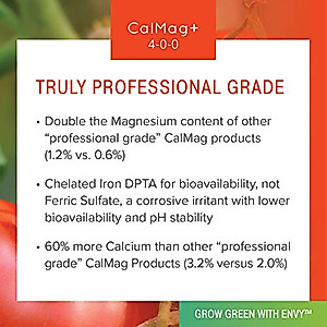 ENVY CalMag+ (4-0-0) Professional Grade Calcium, Magnesium and Iron Liquid Plant Food Supplement for Hydroponics & Soil (Quart)
