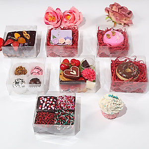TEMLQPACK 20pcs 4x4x2 Inch Bakery Boxes with Window Cookies Boxes Soap Box Chocolate Truffle boxes Macaron Boxes Gift Treat Boxes for Cake Browine pastries, Dount or gifts goodies Party Favor