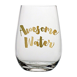 slant collections Creative Brands Stemless Wine Glass, 20-Ounce, Awesome Water