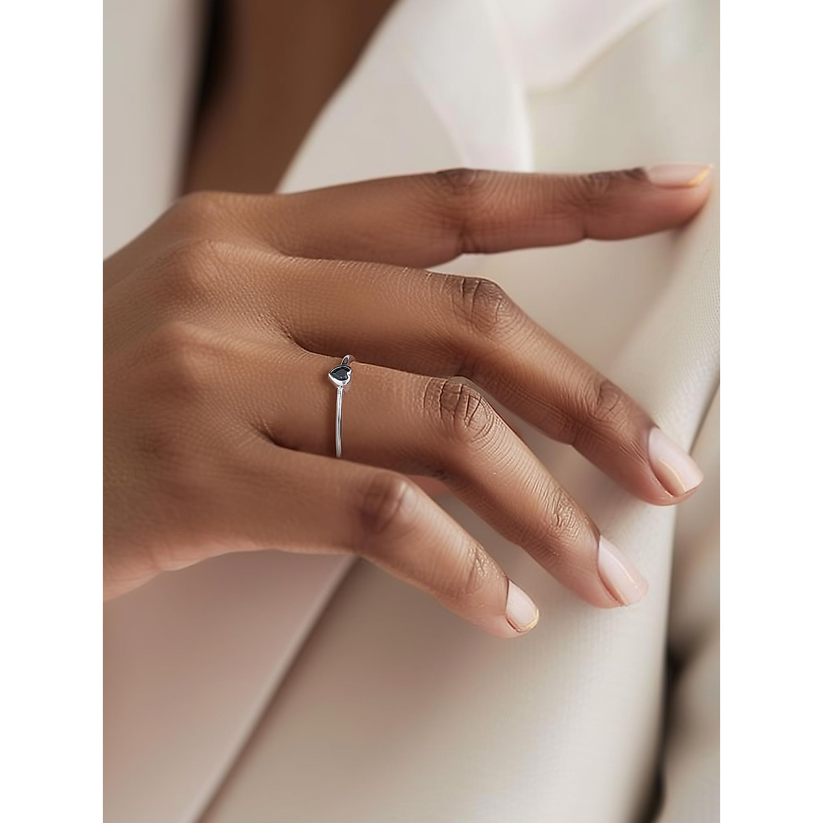 Silver Wedding Band for Woman Heart Cubic Zirconia Jewelry