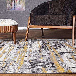 Rugshop Darwin Vintage Abstract Modern Area Rug 7'10" x 10' Yellow