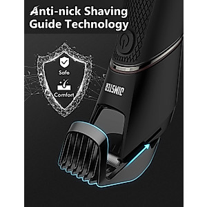 Body Trimmer for Men, [No Nicks, No Cuts] Electric Groin Hair Trimmer, No-Nick Guides Ceramic Blade Heads, Waterproof Wet Dry Clippers for Body, Cordless Male Pubic Trimmer with Lighting Mirror