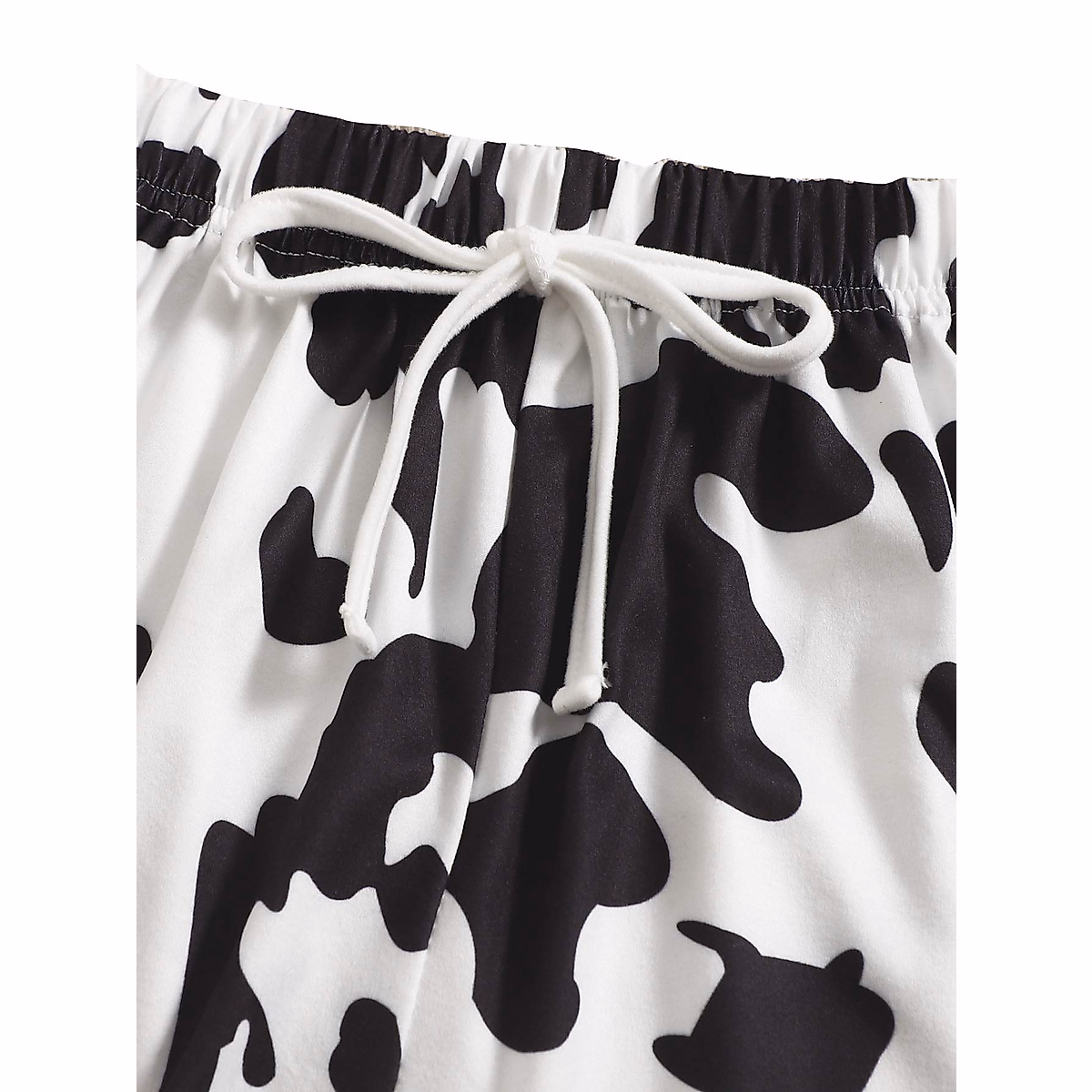WDIRARA Women's Cartoon Cow Print Short Sleeve Tee and Shorts Pajama Set Multicolored XS