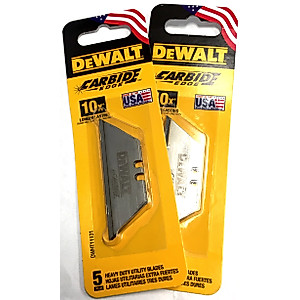 DeWalt Carbide Edge Utility Knife Blade - Last 10x Longer (10-Pack)