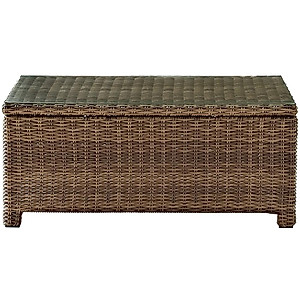 Crosley Furniture Bradenton 4-Piece Outdoor Loveseat Patio Furniture Set, Wicker Conversation Sets for Porch, Brown with Sand Cushions