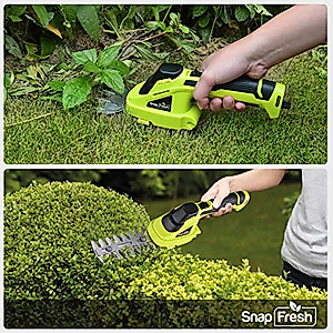 SnapFresh Cordless Grass Shears - Portable 2-in-1 Hedge Trimmer, 7.2V Electric Handheld Trimmer, Lightweight & Safe Hedge Shears with 1 Charger, Grass Cutter Machine for Garden & Lawn, Garden Supplies