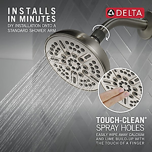 Delta Faucet 8-Spray Brushed Nickel Shower Head, Delta Shower Head Brushed Nickel, Showerheads, 2.5 GPM Flow Rate, SpotShield Satin Nickel 75898SN