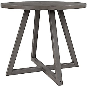 Knocbel Mid-Century Modern Round Dining Table with X-Shaped Base, Ideal for Small Spaces, 200lbs Weight Capacity, 36" Dia x 30" H (Gray)