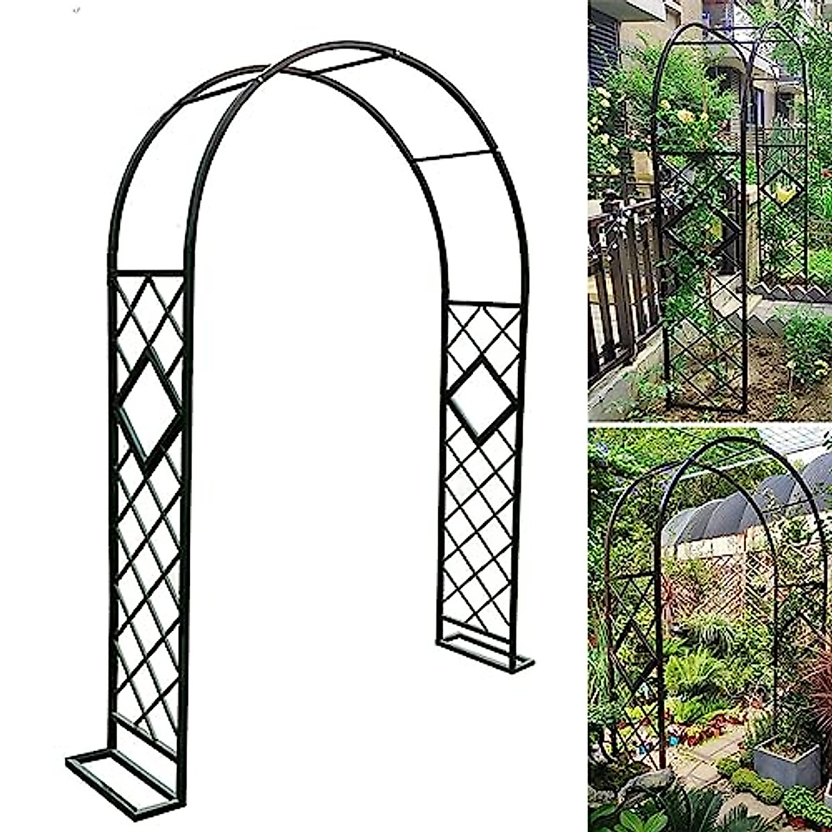 Stylish Black Metal Garden Arch for Climbing Plants