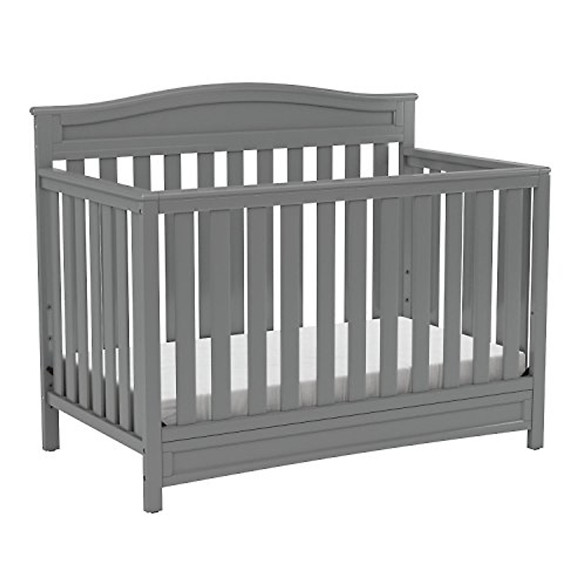 Delta Children Emery 4-in-1 Crib, Grey with Twinkle Stars Crib & Toddler Mattress