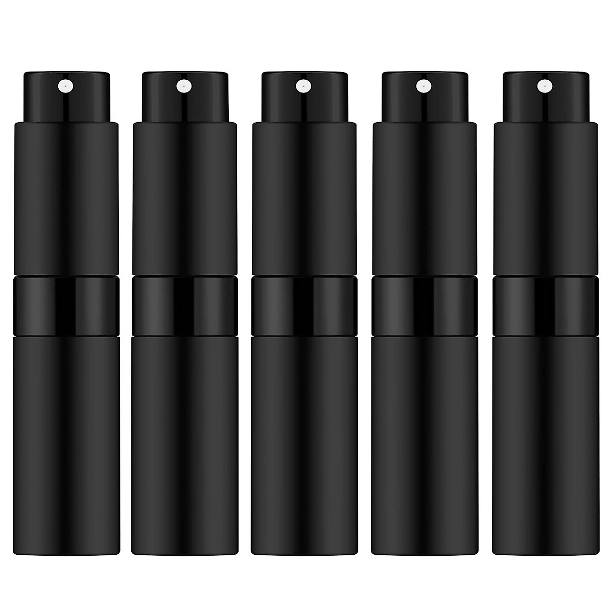 IRON BILL 5PCS/8ml Perfume Travel Refillable, Portable Perfume Atomizer Refillable, Empty Mini Size Spray Bottle for Men&Momen.（Matte Black