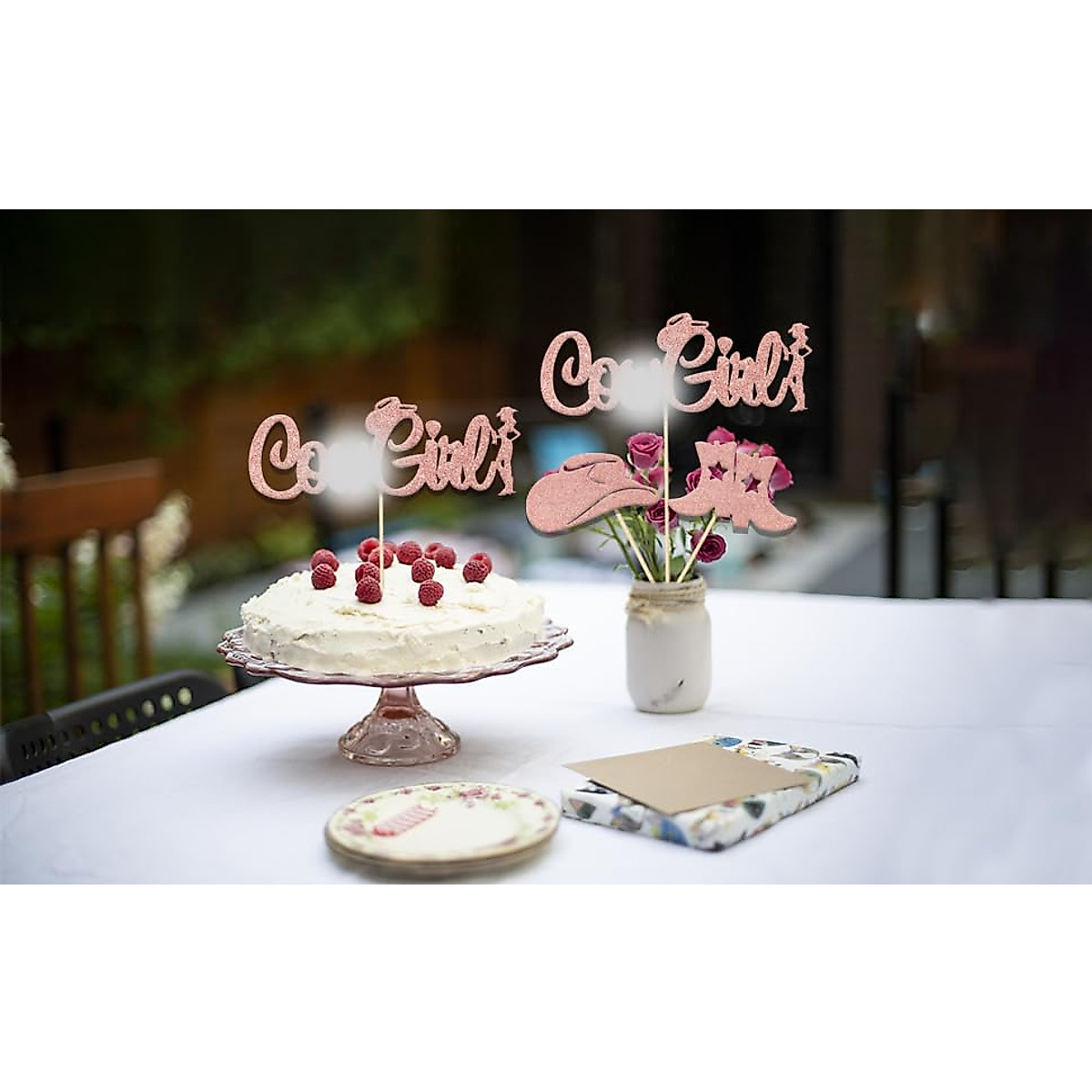 12 Pieces Western Cowgirl Centerpiece sticks, Western Cowgirl Party Table Topper, West Cowgirl Themed Party Decorations, Western Bachelorette Party Suplies Rose Gold