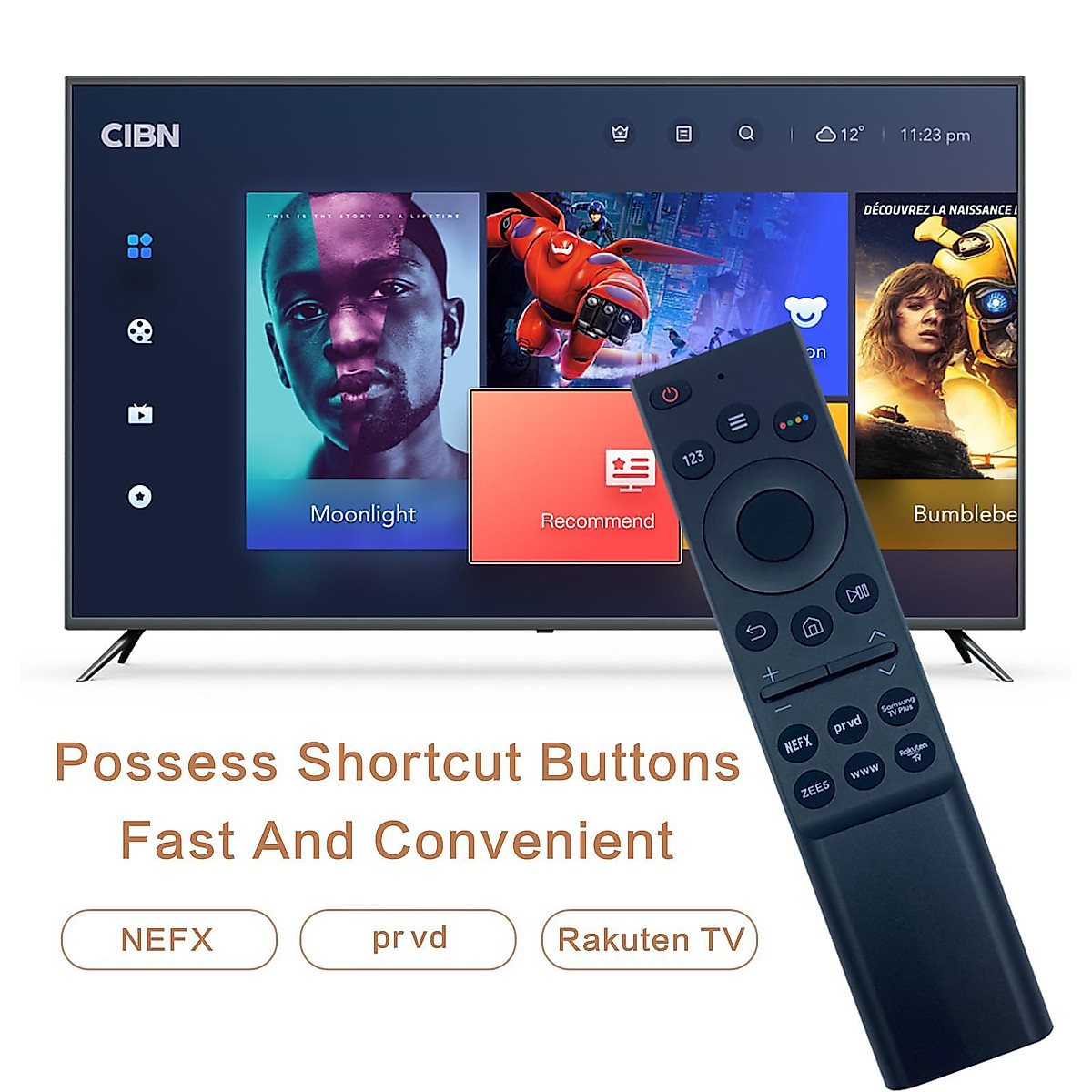 Universal Remote Control for Samsung Smart TV(LCD LED UHD QHD QLED TVS), with Netflix, Prime Video, ZEE5, WWW, Samsung TV Plus, Rakuten TV Buttons