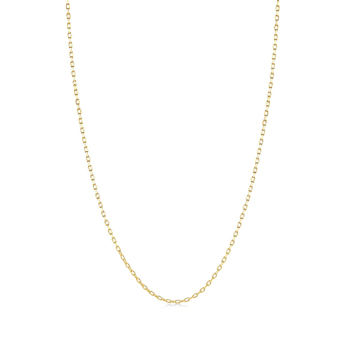 14k Solid Gold Cable Chain Necklace | 14k Yellow Gold Simple Chain Necklaces for Women | Layering Chain Necklace | 14k Gold Jewelry | Gifts for Mom, 18"