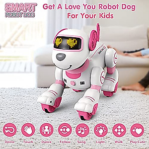 VATOS Remote Control Robot Dog Toy for Kids - Interactive Touch & Follow 17 Functions Robot Dog Pet, Programmable Smart Walking Puppy Intelligent Dancing RC Robot Toys for Girls 3-12 Birthday Gifts