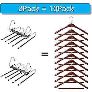 4 Pants Hangers Space Saving - Hangers for Clothes Hanger Organizer - Jean Hangers Pants Rack Scarf Hanger Closet Space Saving Scarf Organizer - Magic Pants Organizer (1), Black