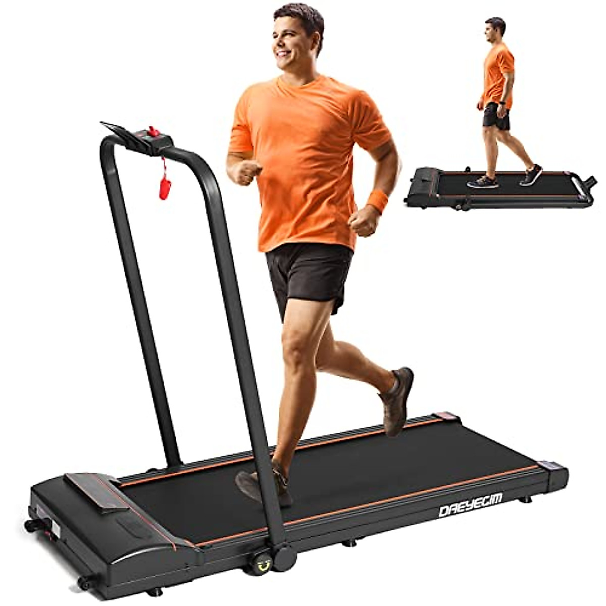 DAEYEGIM Treadmill-Walking Pad-Under Desk Treadmill-2 in 1 Folding Treadmill-Treadmills for Home-Black Orange