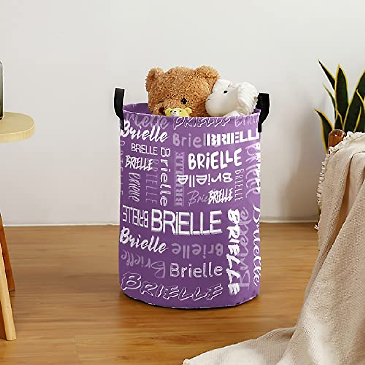 Collapsible Personalized Laundry Basket ZAACUSTOM Waterproof Custom Laundry Hamper Basket with Name Customized Dirty Clothes Storage Baskets with Handle for Bedroom Bathroom