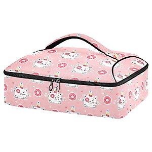 Kcldeci Insulated Thermal Food Carrier Insulated Casserole Carrier for Hot or Cold Food,Sweet Kitty Unicorn Insulated Tote Bag for Potluck Cookouts Parties Picnic,Lasagna Lugger