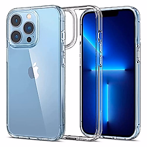 Phone case for iPhone 13 Pro Max 6.7 inches, Non-Yellowing, Crystal Clear, Transparent, Scratch Resistant, Compatible with Wireless Charging, Shock Resistant