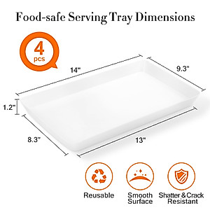 WOWBOX 4 pcs Serving Tray for Entertaining, Serving Platters for Fruit, Cookies, Dessert, Snacks, Reusable Plastic Trays for Serving Food and Pantry Organization in Kitchen & for Parties