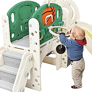 8-in-1 Toddler Indoor and Outdoor Castle Playset, Kids Baby Slide Set Playground Backyards for Age 1-3 (02)