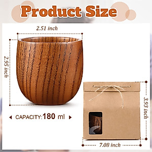 Yinder 2 Pcs Wooden Bourbon Glass Bourbon Gifts for Men 180 ml Wooden Cup with Kraft Bag for Whiskey Sake Tea Home Bar Drink Lover Men Valentine's Day Anniversary Wedding Birthday Gift for Christmas
