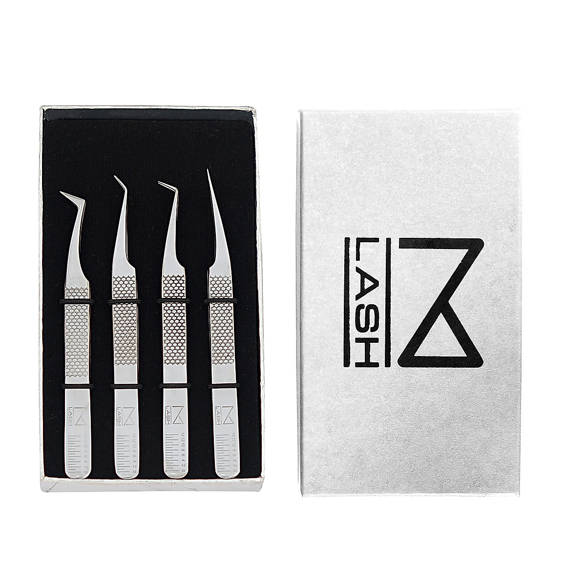 M LASH V4 - Stainless Steel Precision Eyelash Tweezers - Professional Grade Lash Applicator Tool for Meticulous Eyelash Extensions (Silver)