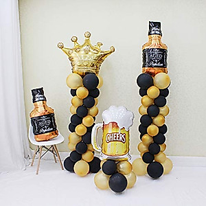 4 Pack Whisky Balloons, Whisky Mylar Balloons Decor Fit for Summer Party, Beer Festival, Birthday Party and More