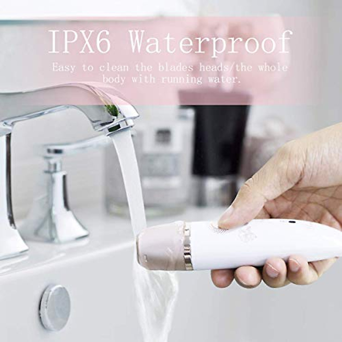 Electric Razor for Women - RenFox 2 in 1 Shaver for Women Bikini Legs Armpit Face Wet & Dry Painless Rechargeable Bikini Trimmer 2 Changeable Trimmer Heads (Rose Gold)