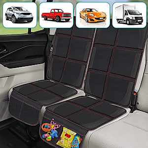 DOVODA Car Seat Protector, 2 Pack Large Auto Seat Protectors Protect Child Seats with Mesh Pocket, Thickest Padding Pat Durable, Waterproof 600D Fabric, Child Car Seat Cover for SUV Sedan Truck